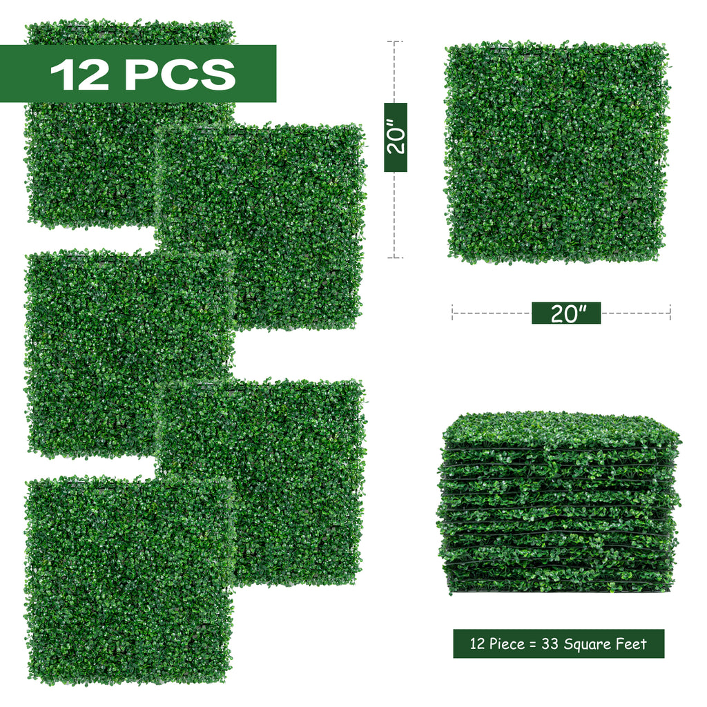 Hawsaiy 12 PCS 20"x20" Grass Wall Privacy Screen Greenery Backdrop Pan ...
