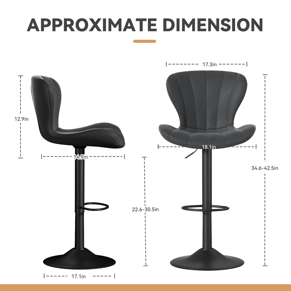 Nalupatio Modern Bar Stools Set of 2 Faux Leather Upholstered Swivel B ...