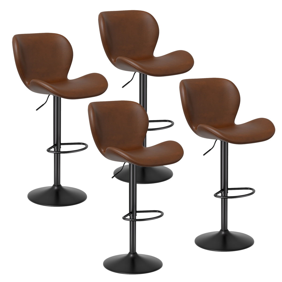Nalupatio Swivel Bar Stools Set of 2,PU Leather Upholstered Barstools ...