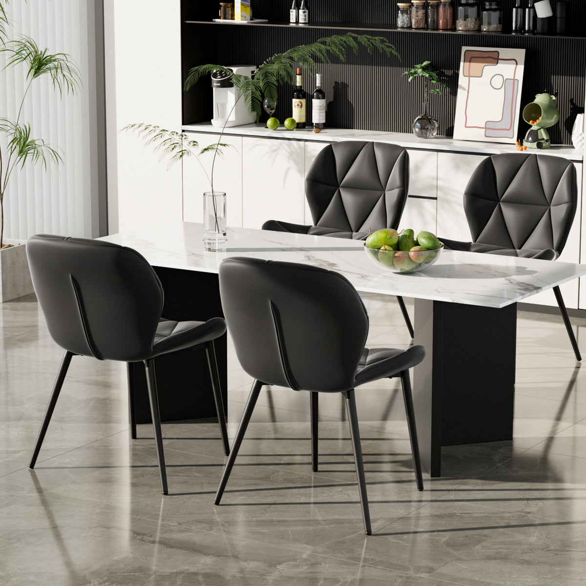 Nalupatio Modern Dining Chairs Set of 2, PU Leather Dining Room Chairs ...