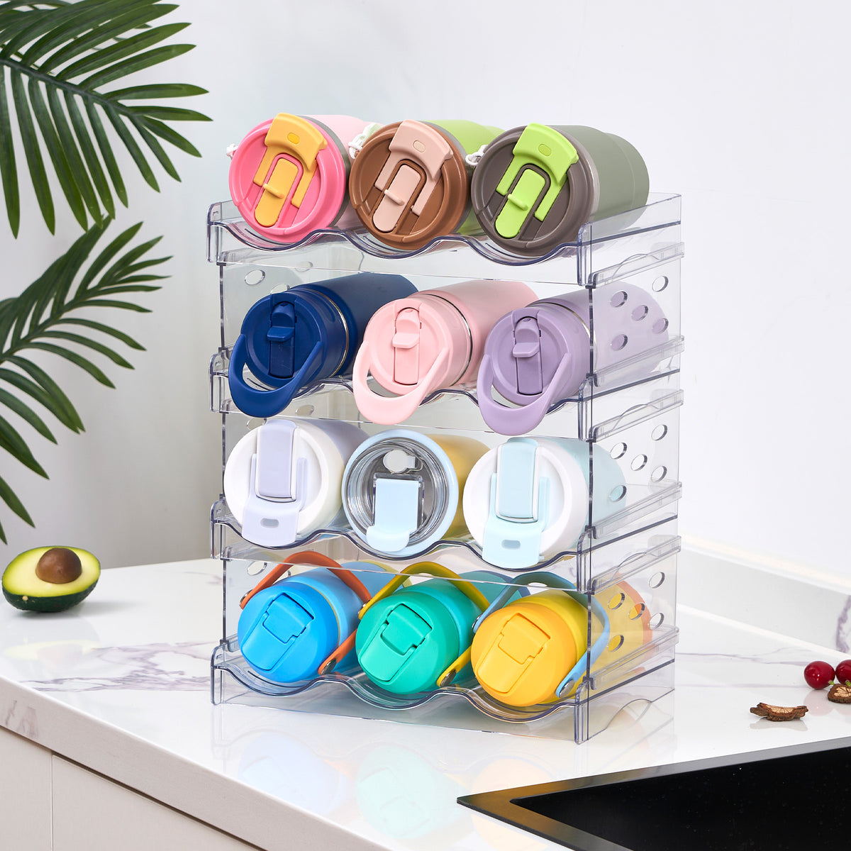 Kerilyn 4-Tier Acrylic Storage Rack for Kitchen & Pantry - Durable Mul ...