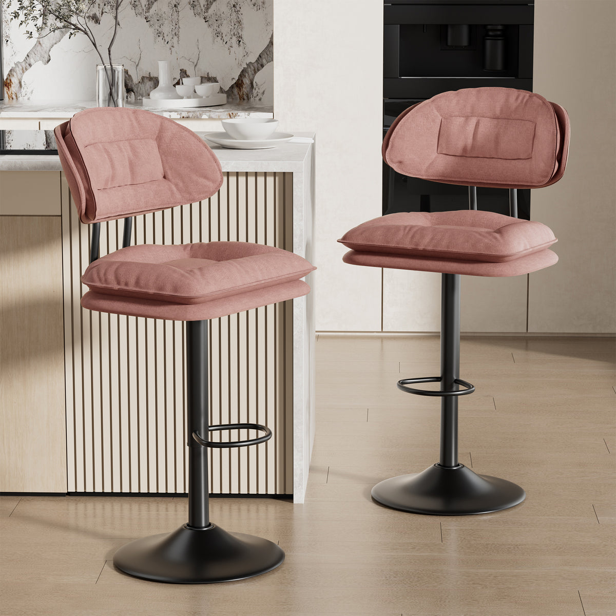 Nalupatio Modern Bar Stools Set of 2, Ergonomic Double-Layer Upholster ...