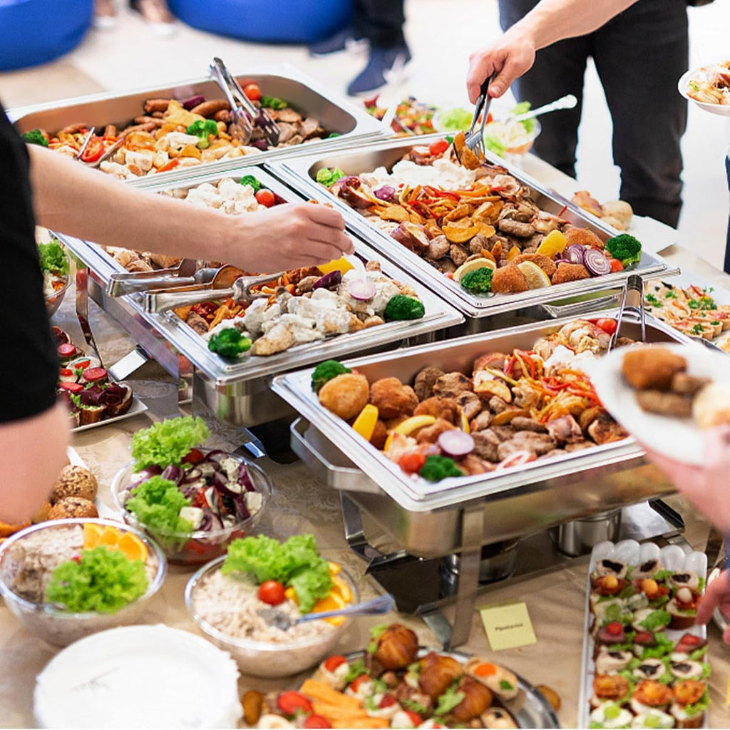 Kerilyn Chafing Dishes for Buffet 4 Pack, 9QT Full Size Rectangular Ch ...