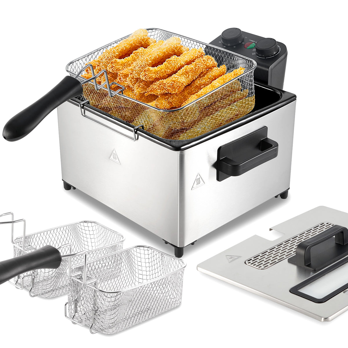 Kerilyn 5L Deep Fryer with Basket, 1700W Electric Deep Fryer with Time ...