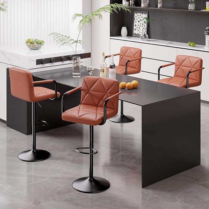 Hawsaiy PU Leather Adjustable Height Bar Stools Set of 2/4 with Footre ...